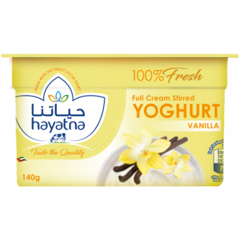 HAYATNA FULL CREAM STIRRED VANILLA YOUGHURT 140GM Waynik By Safco