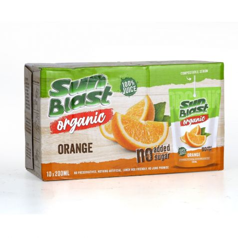 SUNBLAST ORGANIC ORANGE JUICE 10X200M|Waynik By Safco