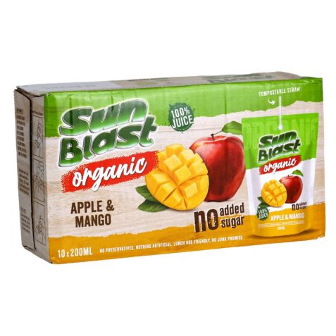 SUNBLAST ORGANIC APPLE & MANGO JUICE 10X200ML|Waynik By Safco