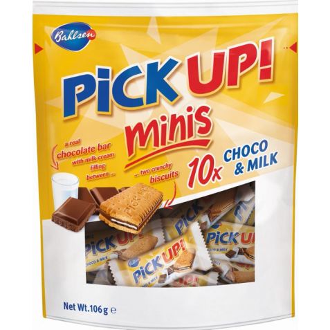 BAHLSEN CHOCOLATE PICK UP! CHOCO MINIS AND MILK 106GM Waynik By Safco