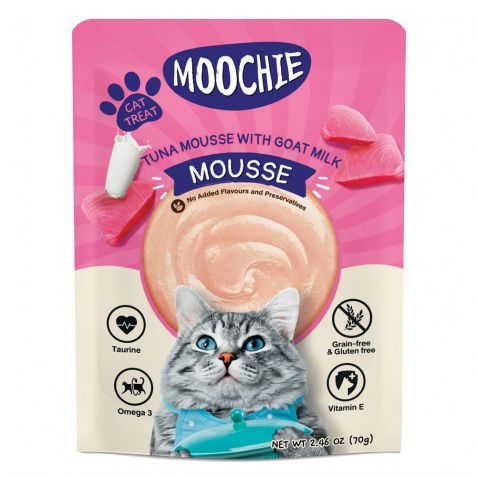 Moochie Cat Food Tuna Mousse with Goat Milk Pouch 12 x 70g