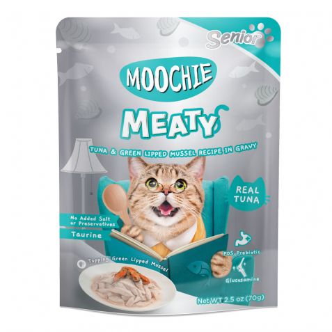 Moochie Cat Food Tuna & Green Lipped Mussel Recipe in Gravy Pouch 12 x 70g