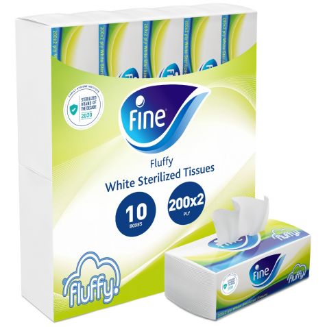 Fine Fluffy, Facial Tissues 200X2 Ply White Tissues, pack of 10 boxes ...