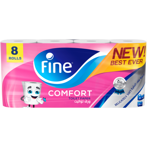 FINE TOILET TISSUE COMFORT 180 SHEETS 2 PLIES 8 ROLLS Waynik By Safco