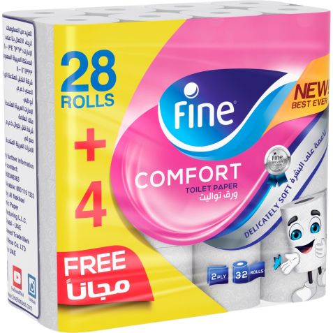 Fine Toilet Tissue Comfort 180 Sheets 2 Plies - 32 rolls