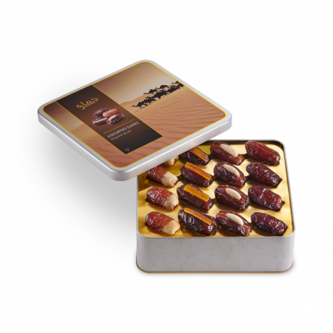 JOMARA ASSORTED FILLED DATES TIN CAN 400GM Online | Waynik By Safco