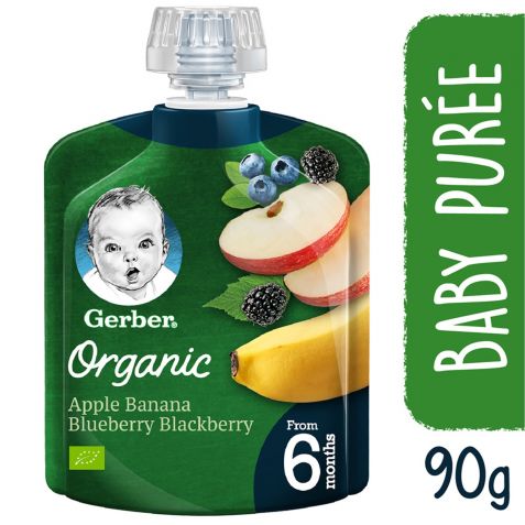 GERBER ORGANIC 4 FRUITS FROM 6 MONTHS 90GM Online | Waynik By Safco