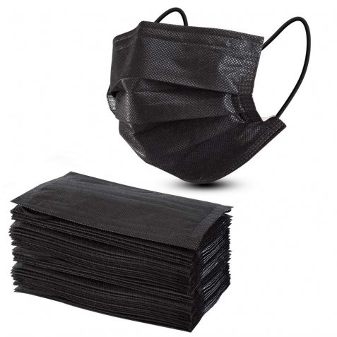 FACE MASK W/EAR LOOP - BLACK, 50 PCS Online | Waynik By Safco