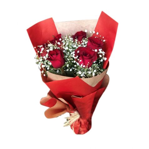 RED ROSES 5 PCS BOUQUET Online | Waynik By Safco