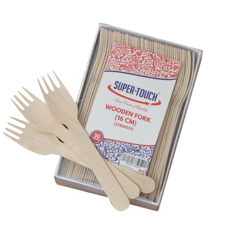 SUPER TOUCH- WOODEN FORK IN BOX 16 CM Online | Waynik By Safco