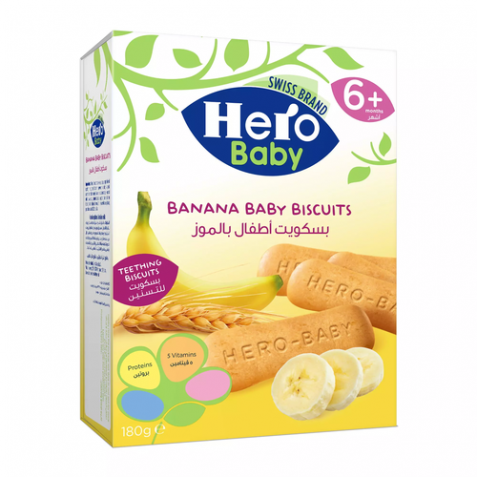 HERO BABY BANANA TEETHING BISCUITS 180GM Online | Waynik By Safco