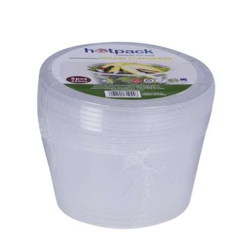 Hotpack-micro wave container Round 450ml-5pcs Waynik By Safco