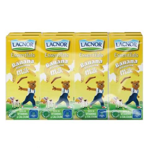LACNOR ESSENTIALS BANANA MILK 8 X 180 ML Online | Waynik By Safco