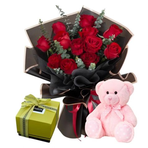 Roses Bouquet, Teddy & Patchi