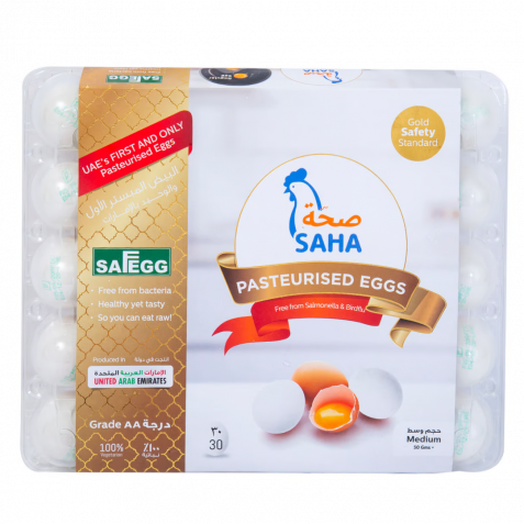 SAHA PASTEURISED WHITE EGGS MEDIUM 30PCS Online | Waynik By Safco