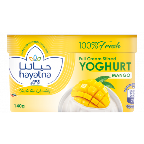 HAYATNA FULL CREAM STIRRED MANGO YOUGHURT 140GM Waynik By Safco