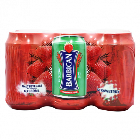 BARBICAN STRAWBERRY FLAVOURED MALT BEVERAGE CAN 6X330 ML