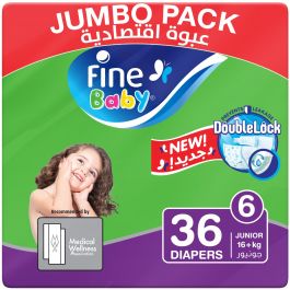 Fine Baby Diaper Fine Baby Green JUN, Size 6 Jumbo Pack MBG (Bale of 36x4)