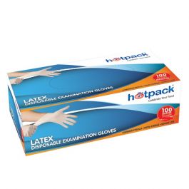 HOTPACK-POWDER FREE LATEX GLOVES -MEDIUM 100PCS Waynik By Safco