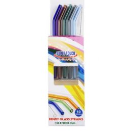 SUPER TOUCH BENDY GLASS STRAWS MIX COLOR 8X200MM Waynik By Safco