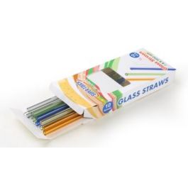 SUPER TOUCH STRAIGHT GLASS STRAWS MIX COLOR 8X200MM Waynik By Safco
