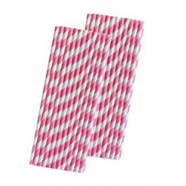 SUPERTOUCH-PAPER STRAW PINK STRIPE 6 X 197 MM Waynik By Safco