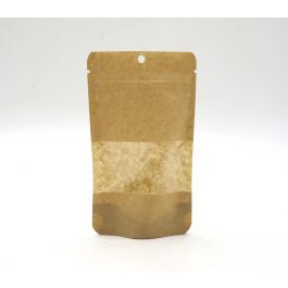 KRAFT STAND-UP POUCH W / WINDOW(M) 20X12X4CM 1X500 Waynik By Safco