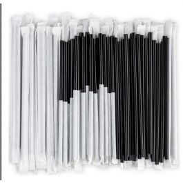 SUPER TOUCH- WRAPPED PAPER STRAW BLACK 8 X197 MM 8X250
