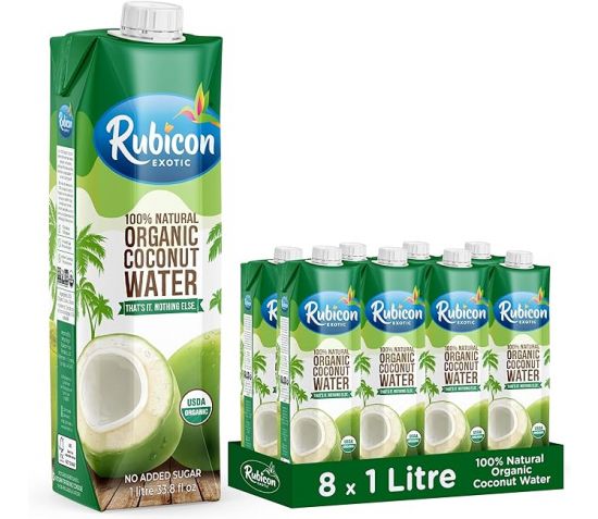 RUBICON 100% NATURAL ORGANIC COCONUT WATER 8X1LTR Waynik By Safco