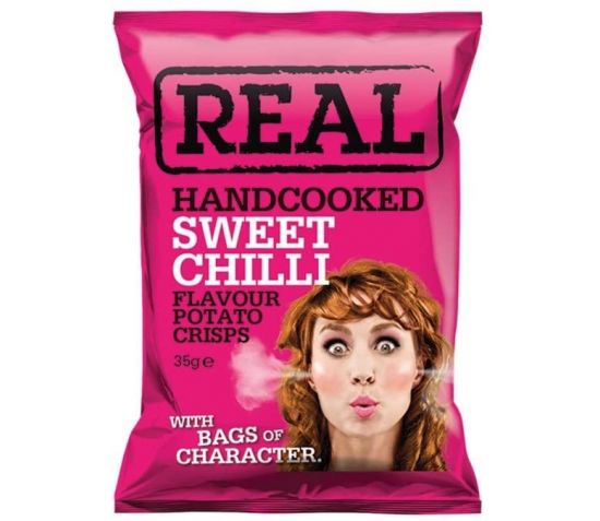 REAL CRISPS SWEET CHILLI FLAVOUR POTATO CRISPS 35GM Waynik By Safco